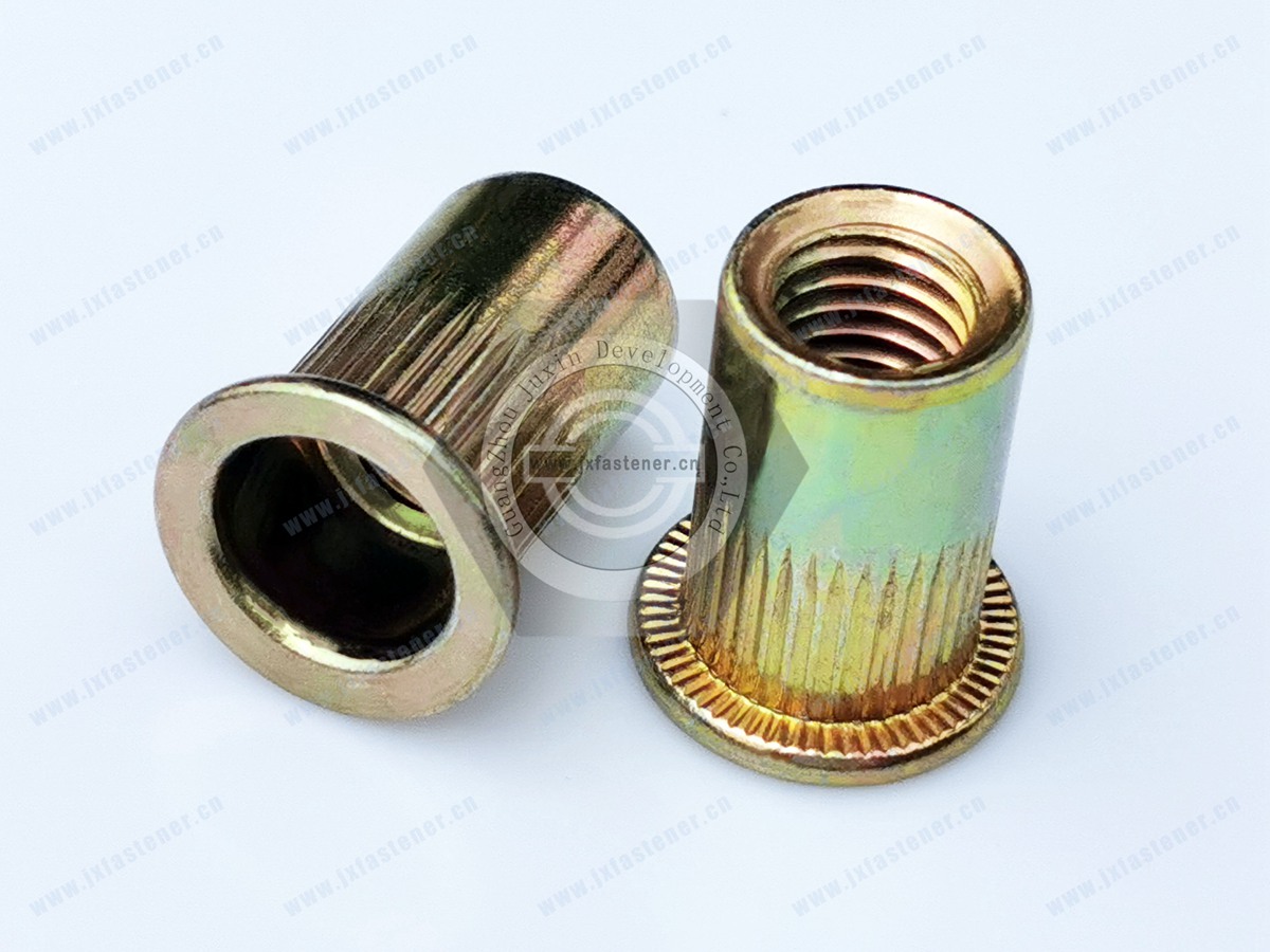 Manufacture Flat Head Open end Round Body Knurled Blind Rivet Nuts