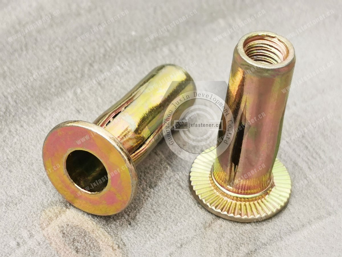 China Flat Head Open Blind rivet nuts with slotted shank for ultimate ...