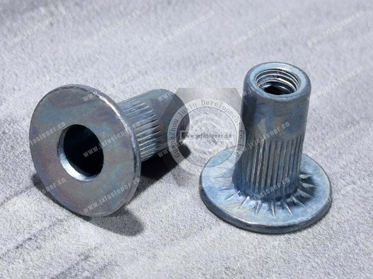 Custom Flat Head Open end knurled body Blind Rivet Nuts—Open End