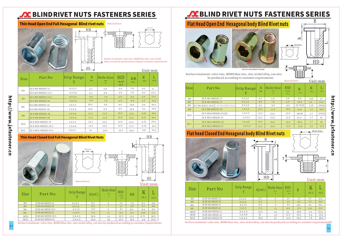 Thin head Closed end Hexagonal body blind rivet nuts --Closed end Wholesale