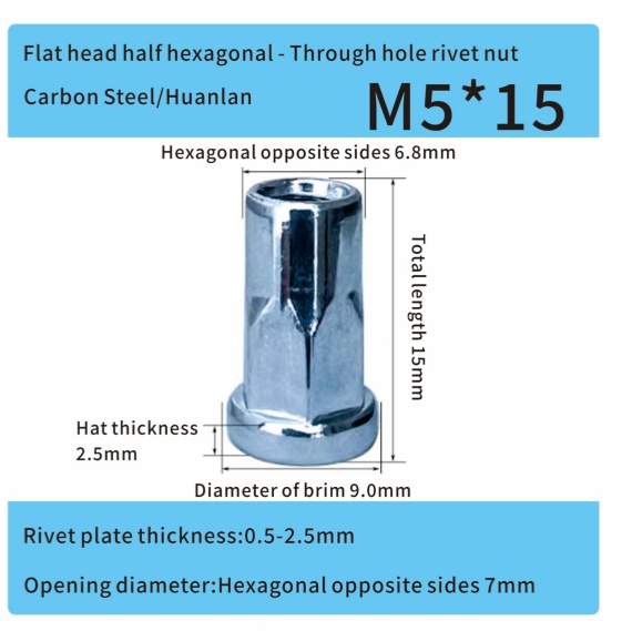 M5 steel zinc part hexagonal rivet nuts Supply blind nut riveter kit